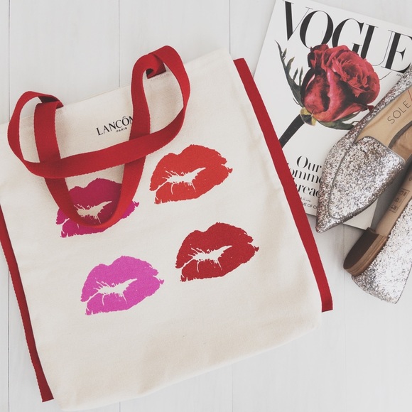 Lancome | Bags | Lancme Lips Large Canvas Tote Bag | Poshmark
